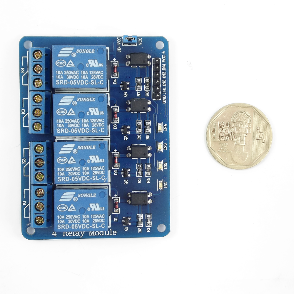 Módulo Relay, 4 canales 5VDC